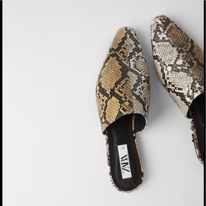 Zara | Shoes | Nwt Zara Animal Snake Print Flat Mules | Poshmark